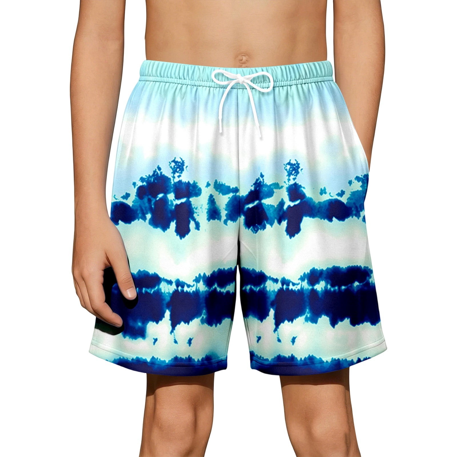 Boys Swim Shorts With Double Layer Elastic Waist Printed Pattern ...