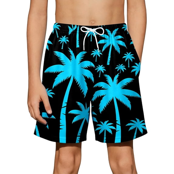 Boys Swim Shorts With Double Layer Elastic Waist Printed Pattern ...