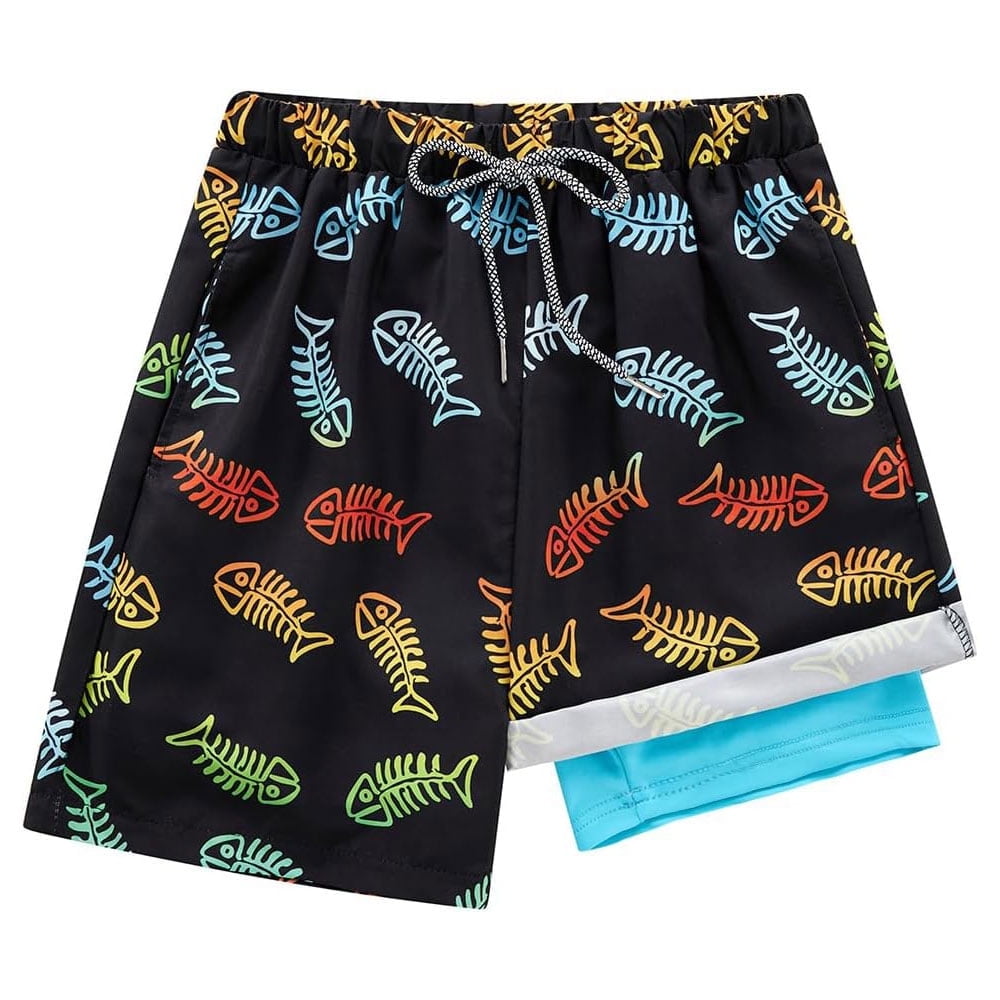 Boys Swim Trunk with Compression Liner Boxer Brief Double Layer Beach ...