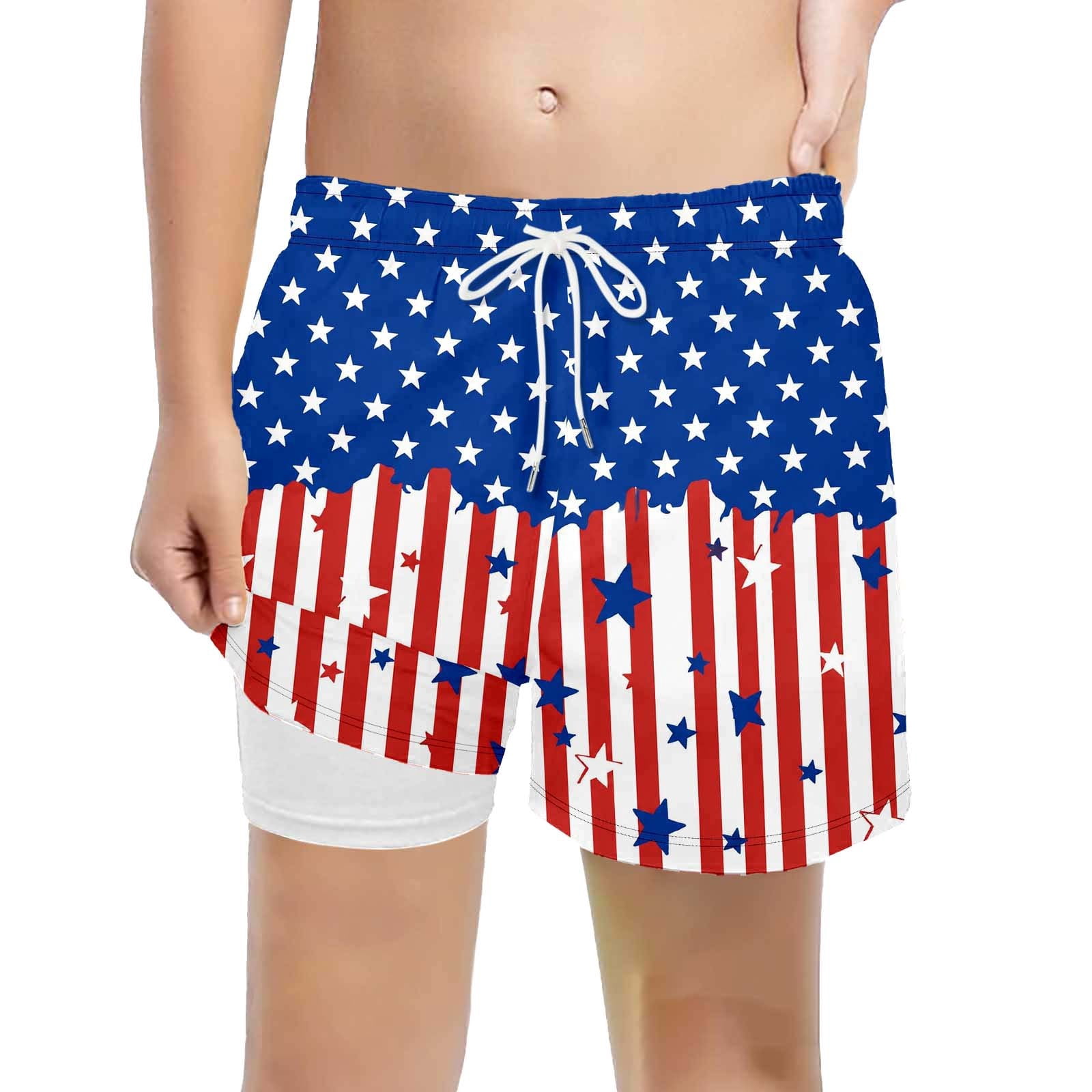 Boys Swim Trunks 3D Funny Print Surfing Board Shorts 4th of July ...