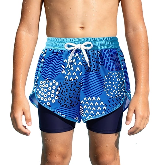 Boys Swim Trunks Boys Swim Trunks Cartoon Print Knee Length with Double ...