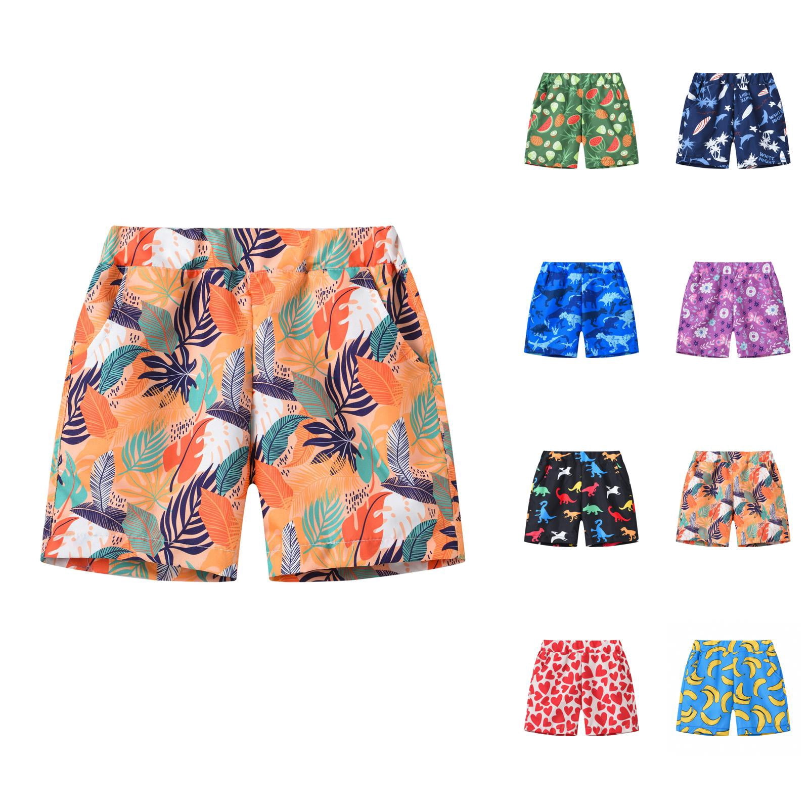 Boys Swim Trunks Cartoon Print Beach Swim Shorts Tropical Surf Style ...