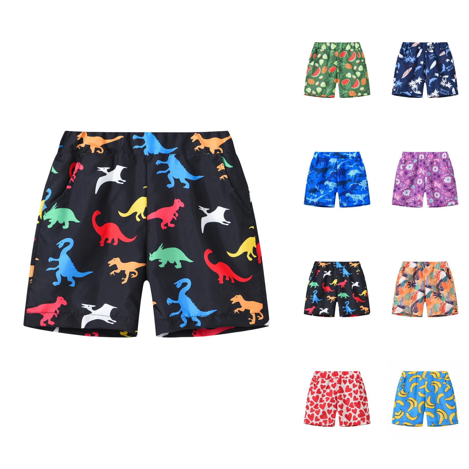 Boys Swim Trunks Cartoon Print Beach Swim Shorts Tropical Surf Style ...