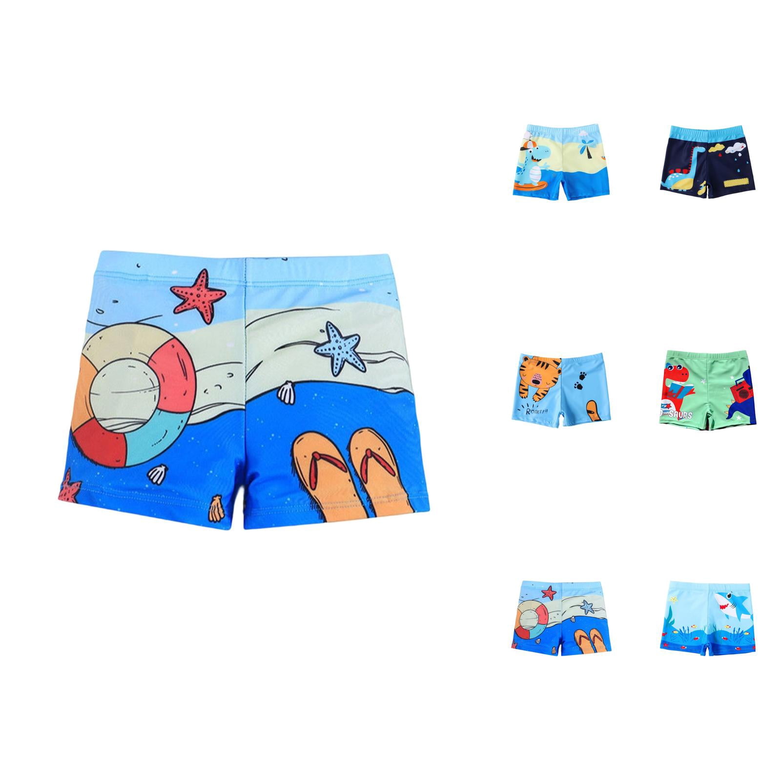Boys Swim Trunks Cartoon Print Boxer Swim Shorts Elastic Waist ...