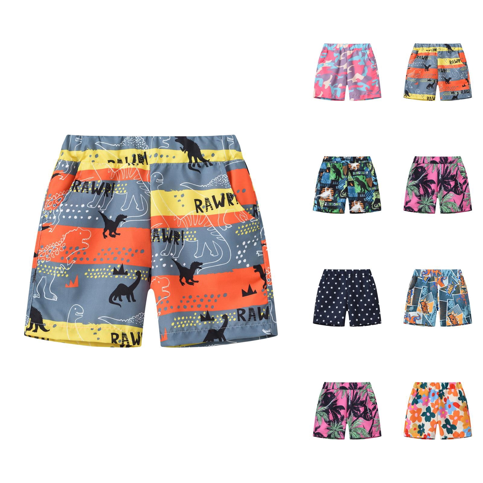 Boys Swim Trunks Cartoon Print Lightweight Swim Shorts Hawaiian ...