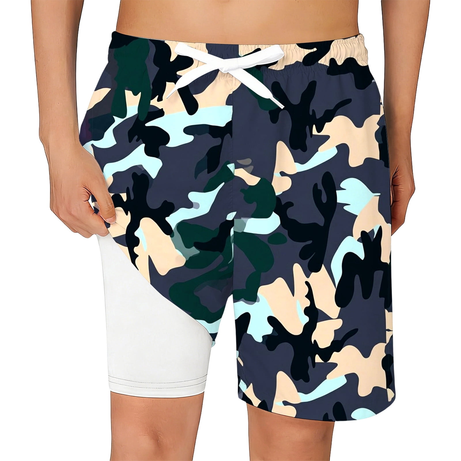 Boys Swim Trunks Children Printed Inner Layer Swim Trunks Drawstring ...