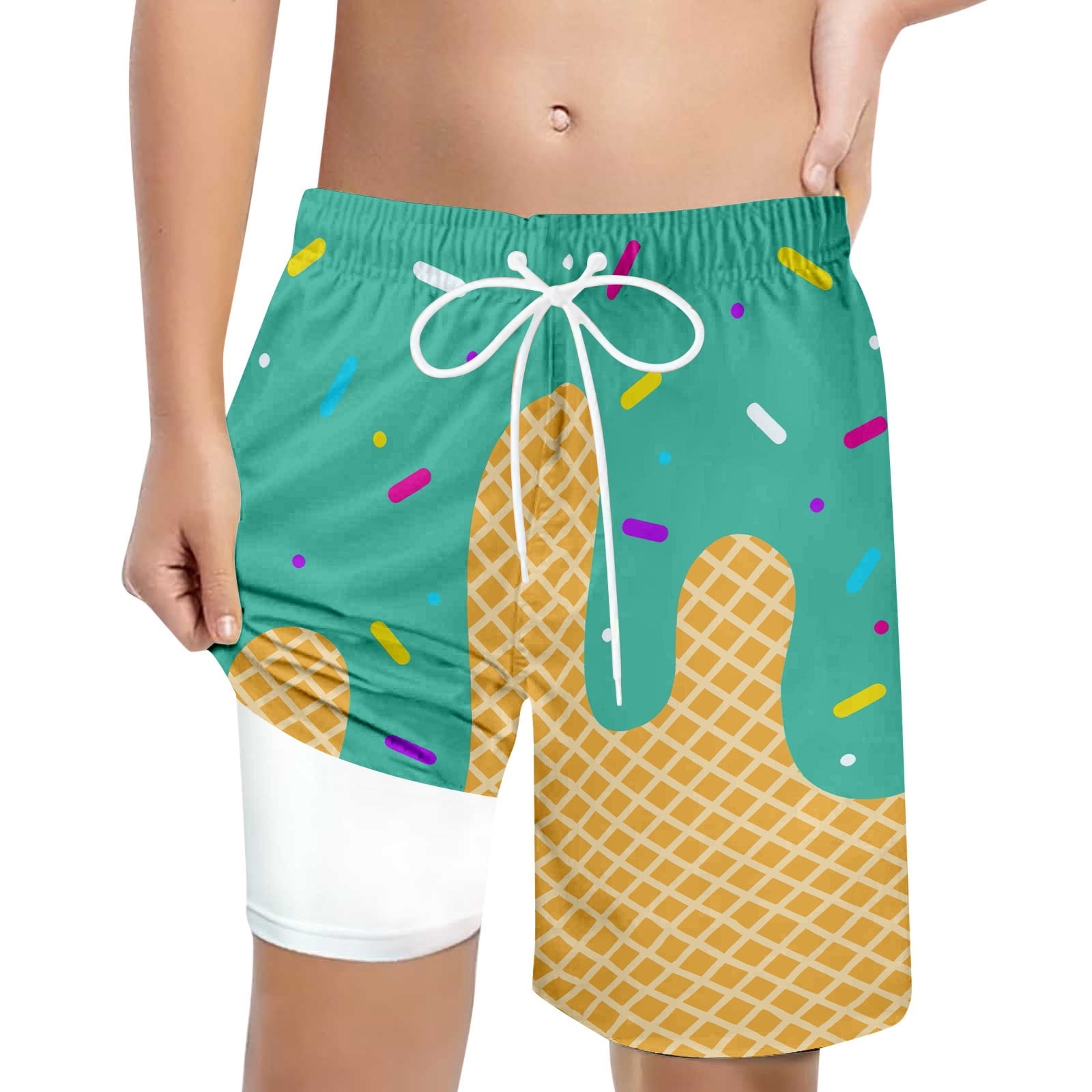 Boys Swim Trunks For Kids Summer Beach Pool Waistband Adjustable Ice ...
