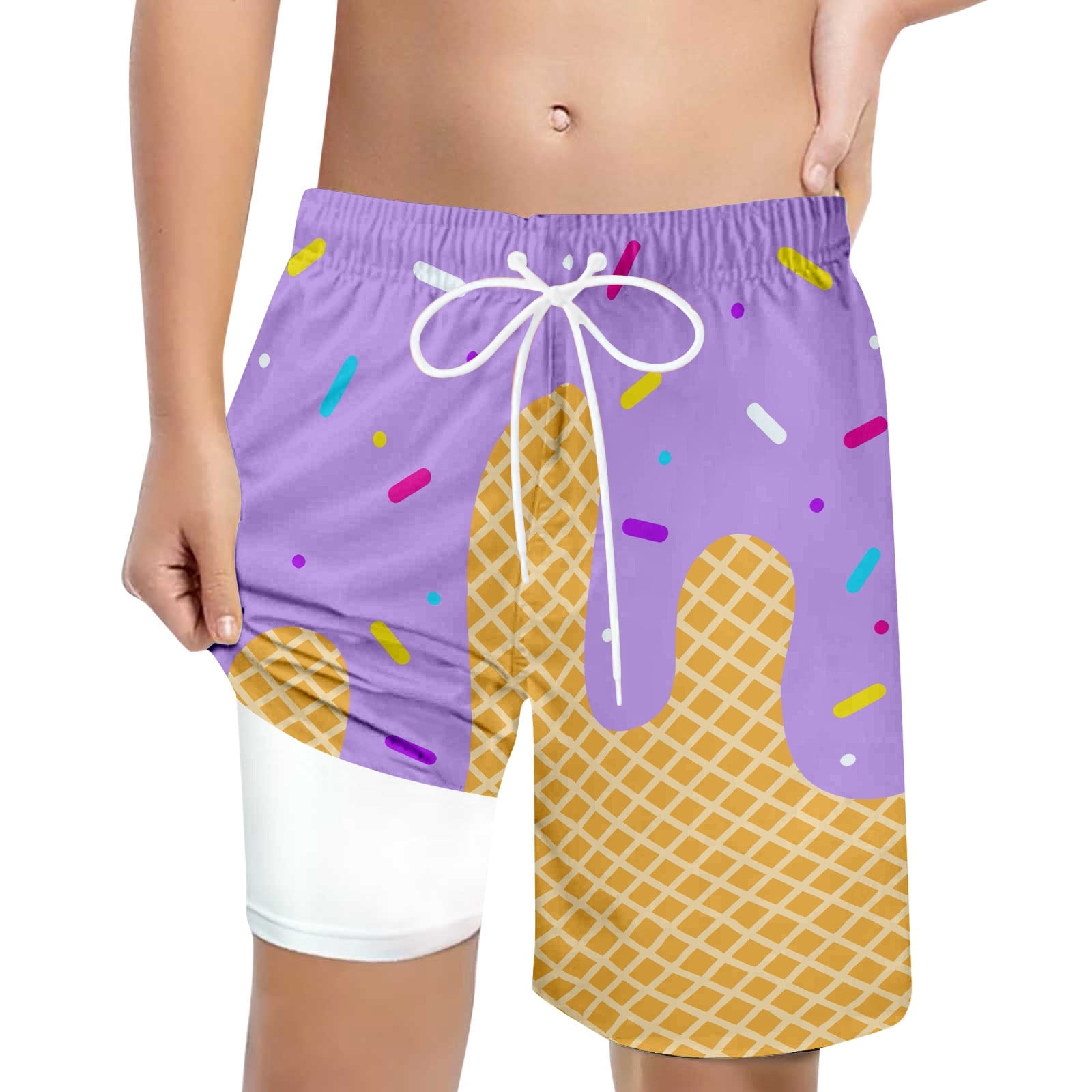 Boys Swim Trunks For Kids Summer Beach Pool Waistband Adjustable Ice ...