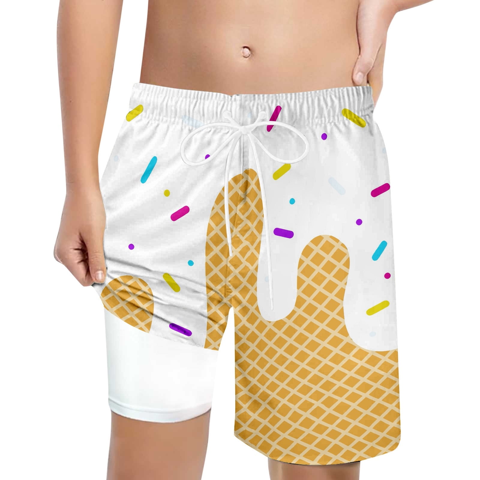 Boys Swim Trunks For Kids Summer Beach Pool Waistband Adjustable Ice ...