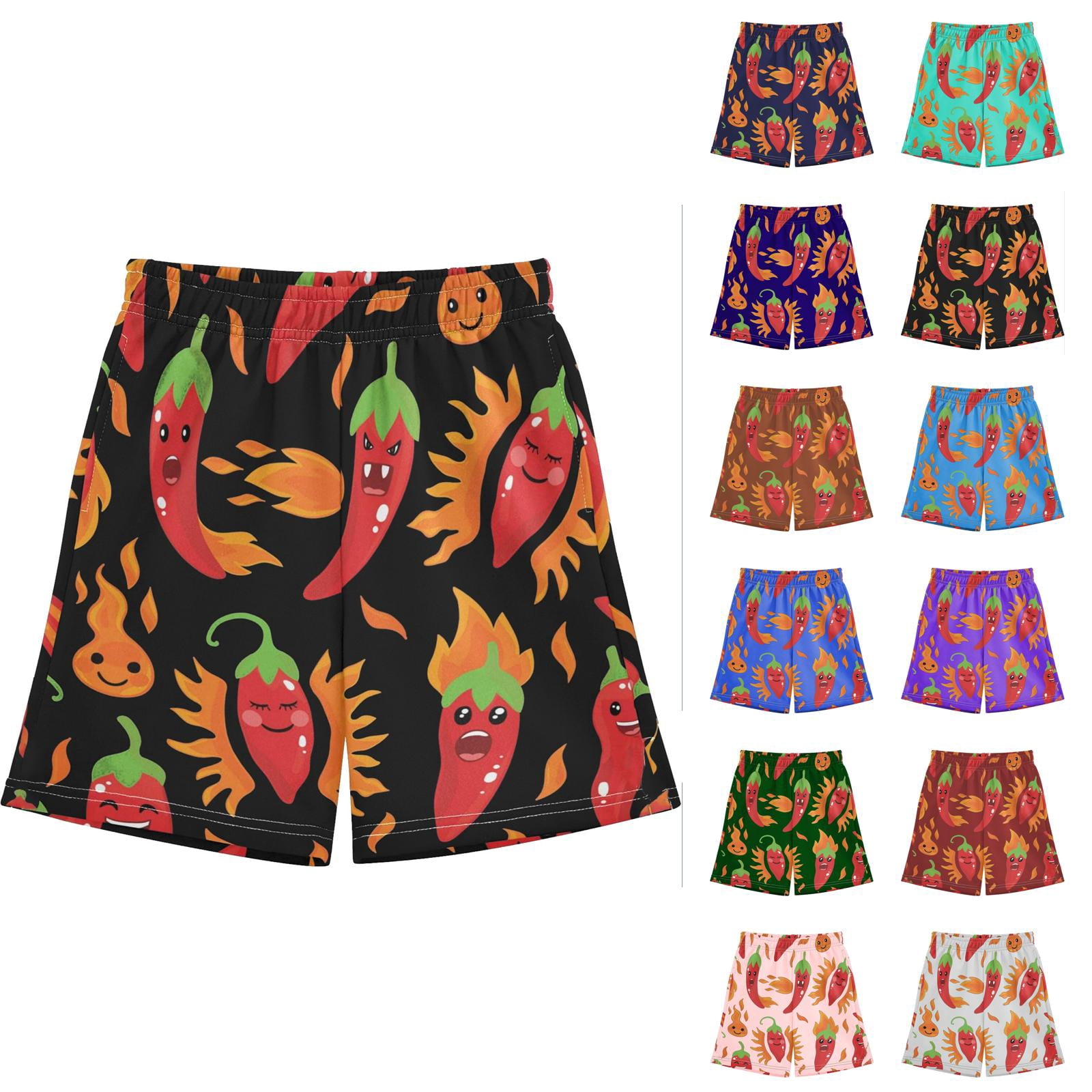 Boys Swim Trunks Funny Chili Pepper Print Quick Dry Lightweight Swim ...