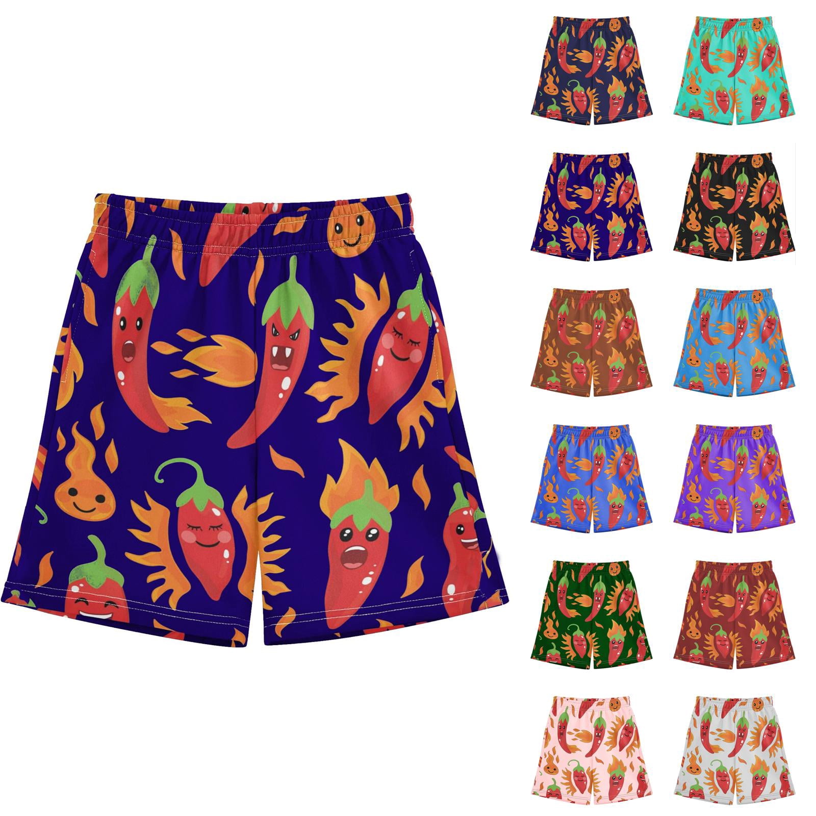 Boys Swim Trunks Funny Chili Pepper Print Quick Dry Lightweight Swim ...