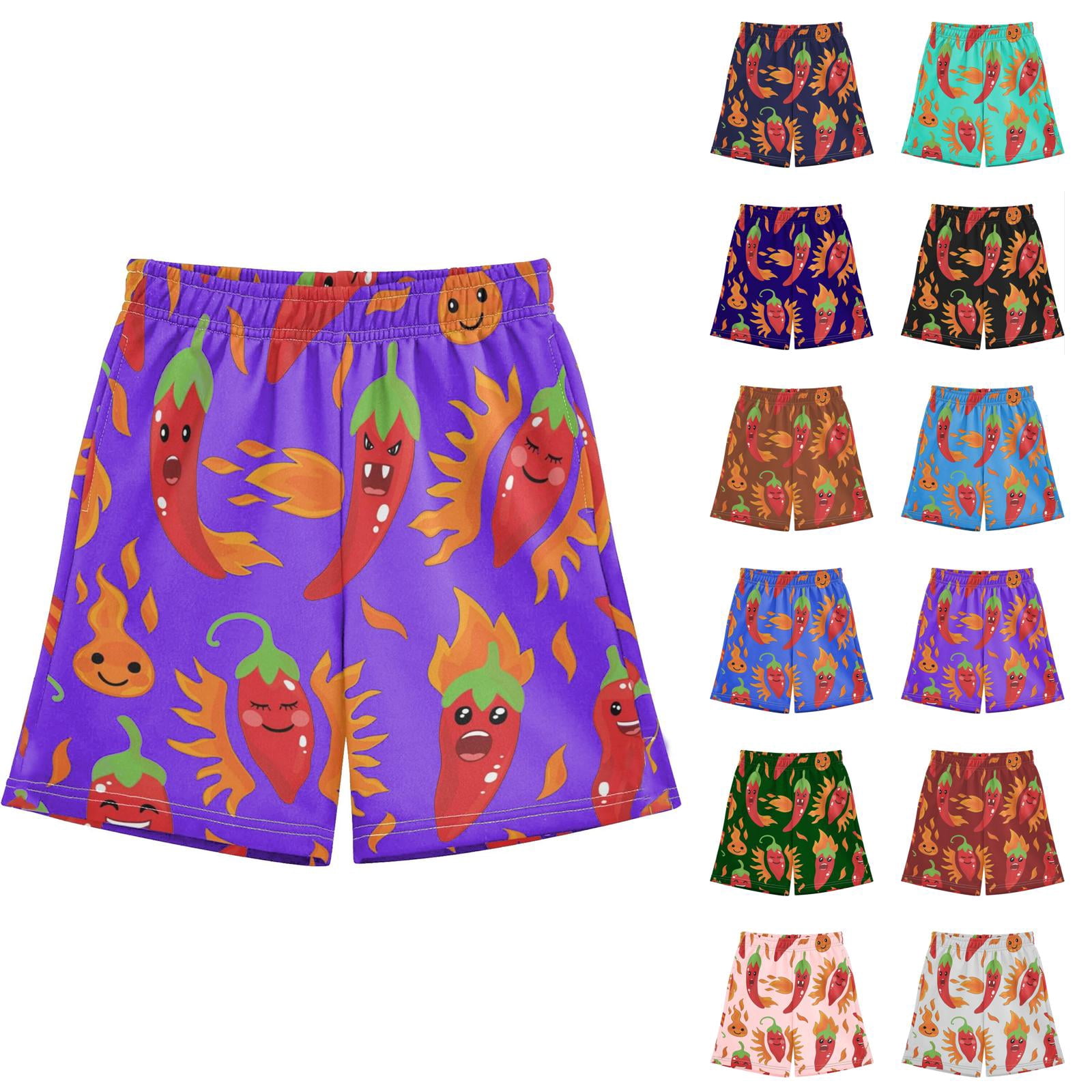 Boys Swim Trunks Funny Chili Pepper Print Quick Dry Lightweight Swim ...