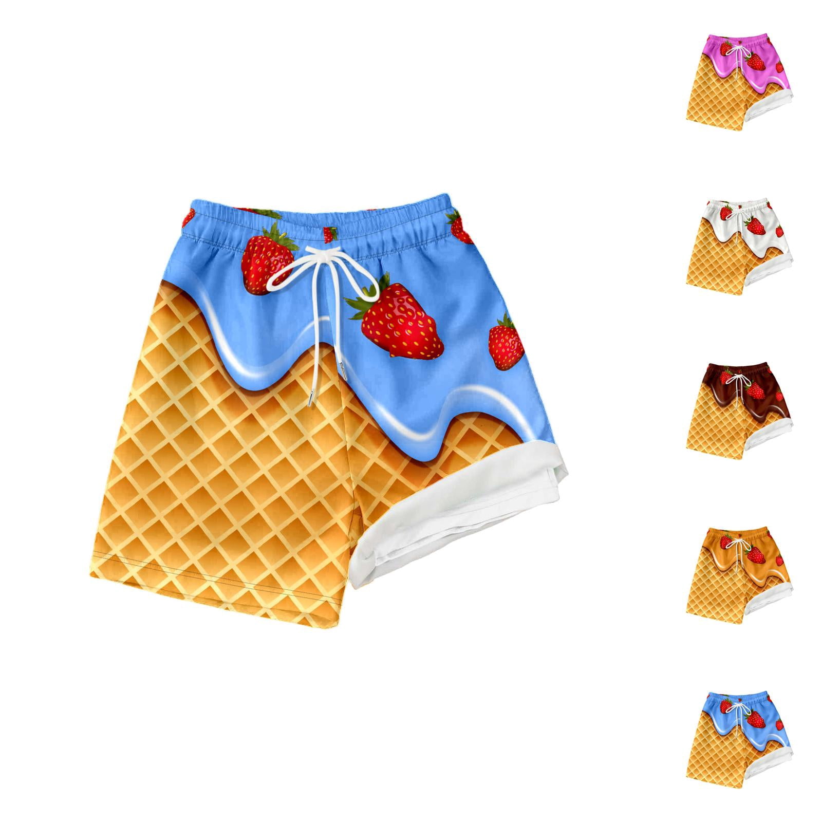 Boys Swim Trunks Ice Cream Print with Compression Liner Lightweight ...