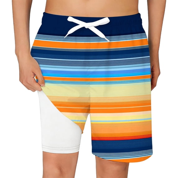 Boys Swim Trunks Kids Beach Swim Shorts Drawstring Printed Inner Layer ...