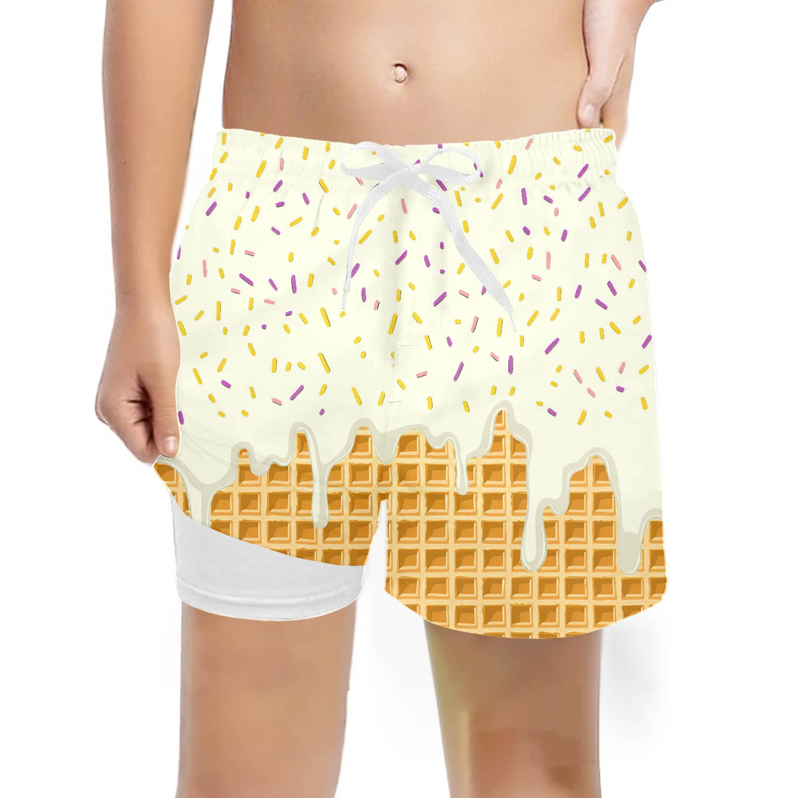 Boys Swim Trunks Melted Ice Cream Cartoon Print Bathing Suit Shorts ...