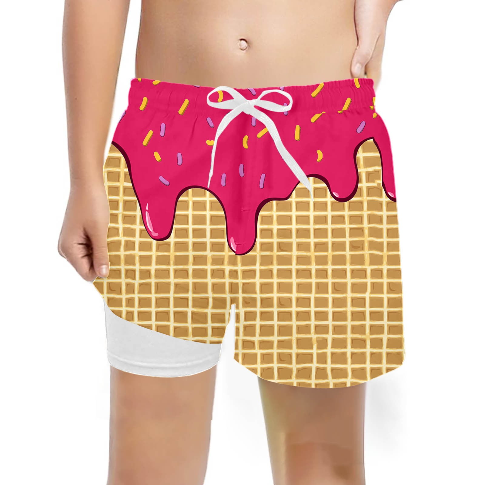 Boys Swim Trunks Melted Ice Cream Print Bathing Suit Shorts Watermelon ...