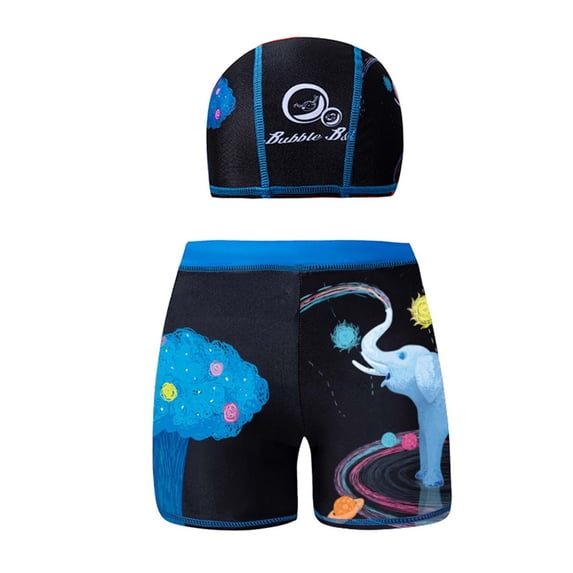 Boys Swim Trunks Set with Swim Cap Space Galaxy Theme UPF 50+ Quick-Dry ...