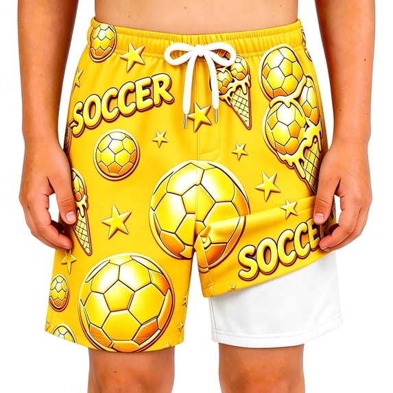 Boys Swim Trunks Ice Print Double Layer Design for Kids Summer Beach ...