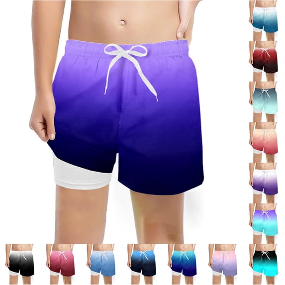 Boys' Swim Trunks with Compression Liner Stretch Fabric Drawstring ...