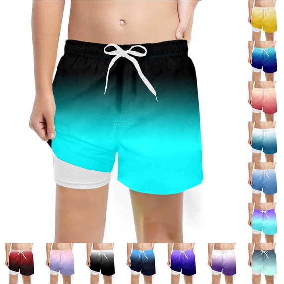 Boys' Swim Trunks with Compression Liner Stretch Fabric Drawstring ...