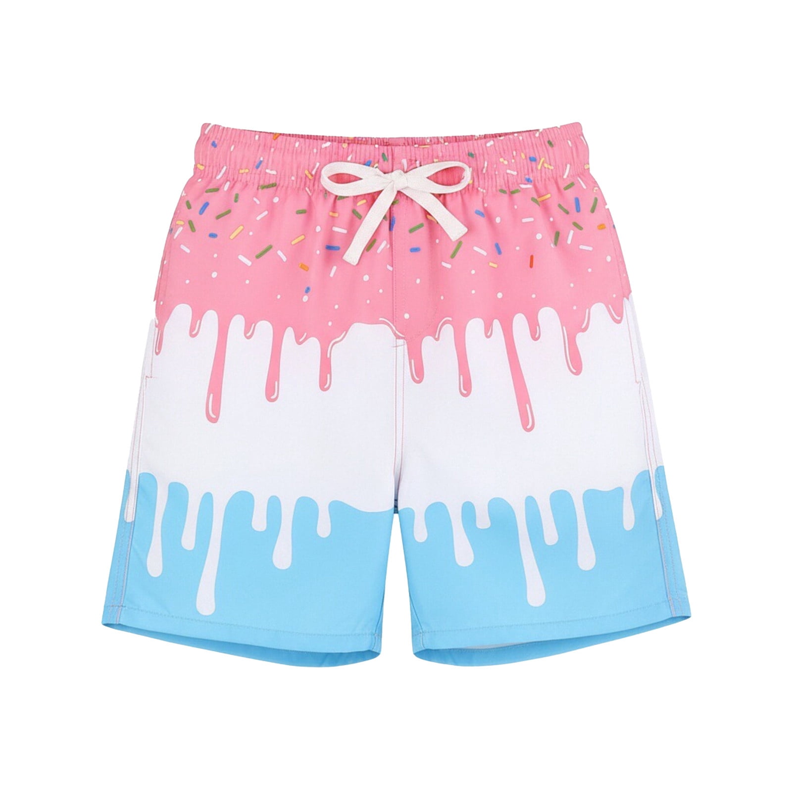 Boys Swim Trunks with Ice Cream Print and Pockets Comfortable Elastic ...