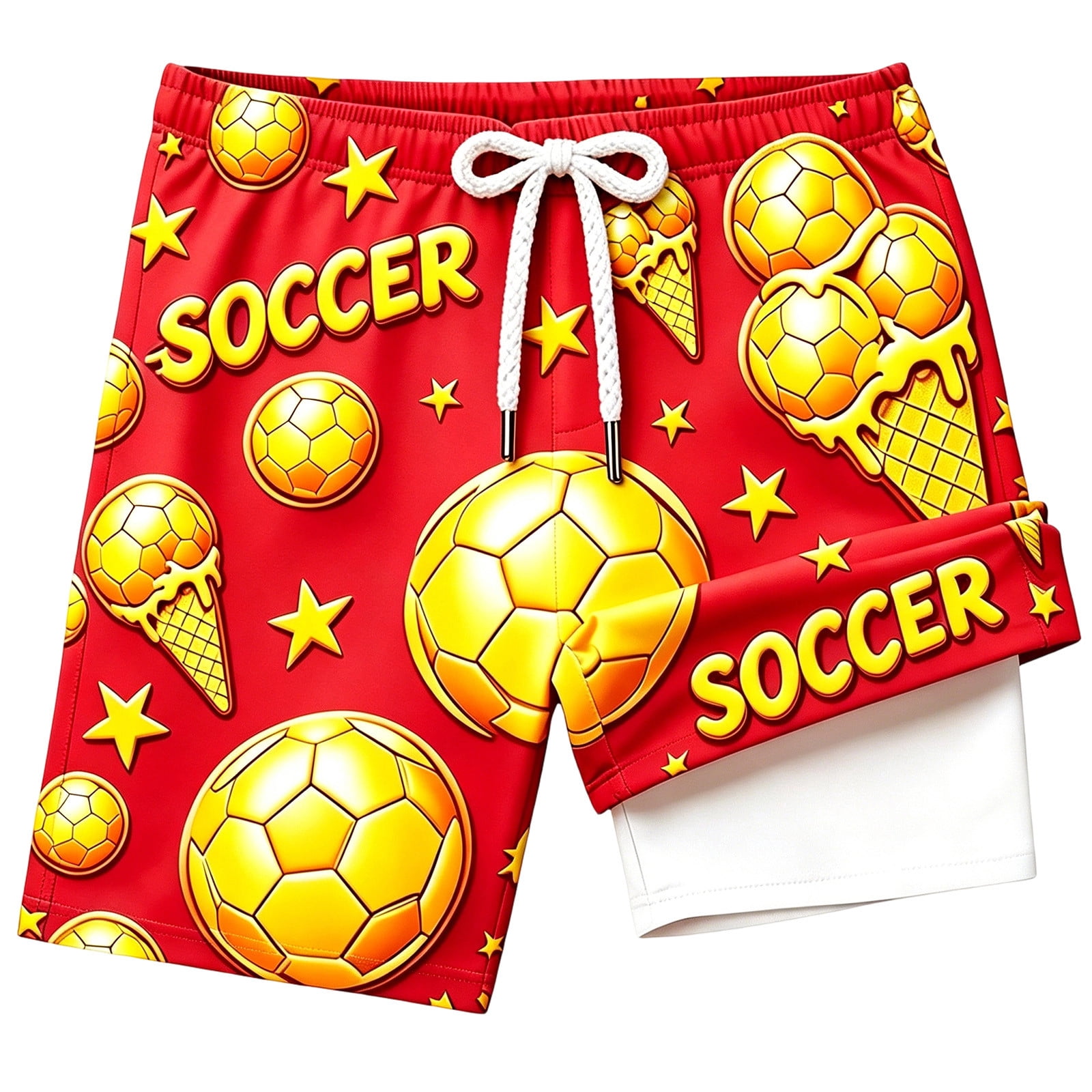 Boys Swim Trunks with Ice Print Double Layer Design for Kids Summer ...
