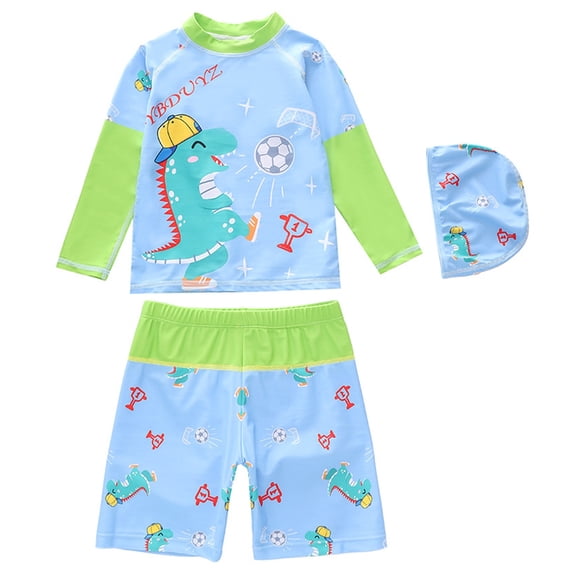 Boys Swimsuit 3 Piece Rash Guard Cartoon Swimwear Shirt and Shorts Upf ...