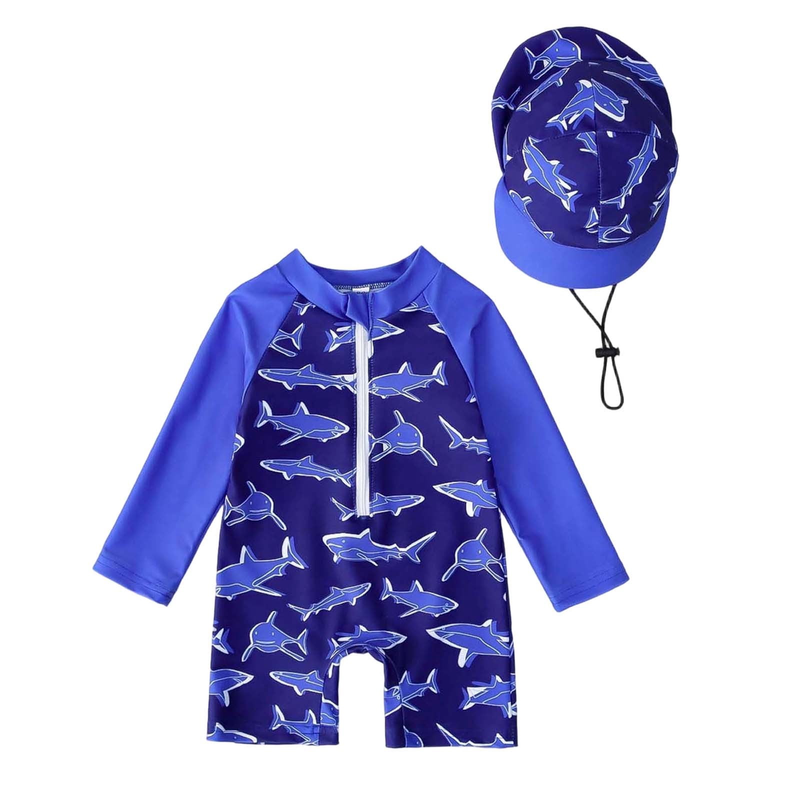 Boys Swimsuit Boys Printed One Piece Swimsuit with Matching Sun Hat Upf ...