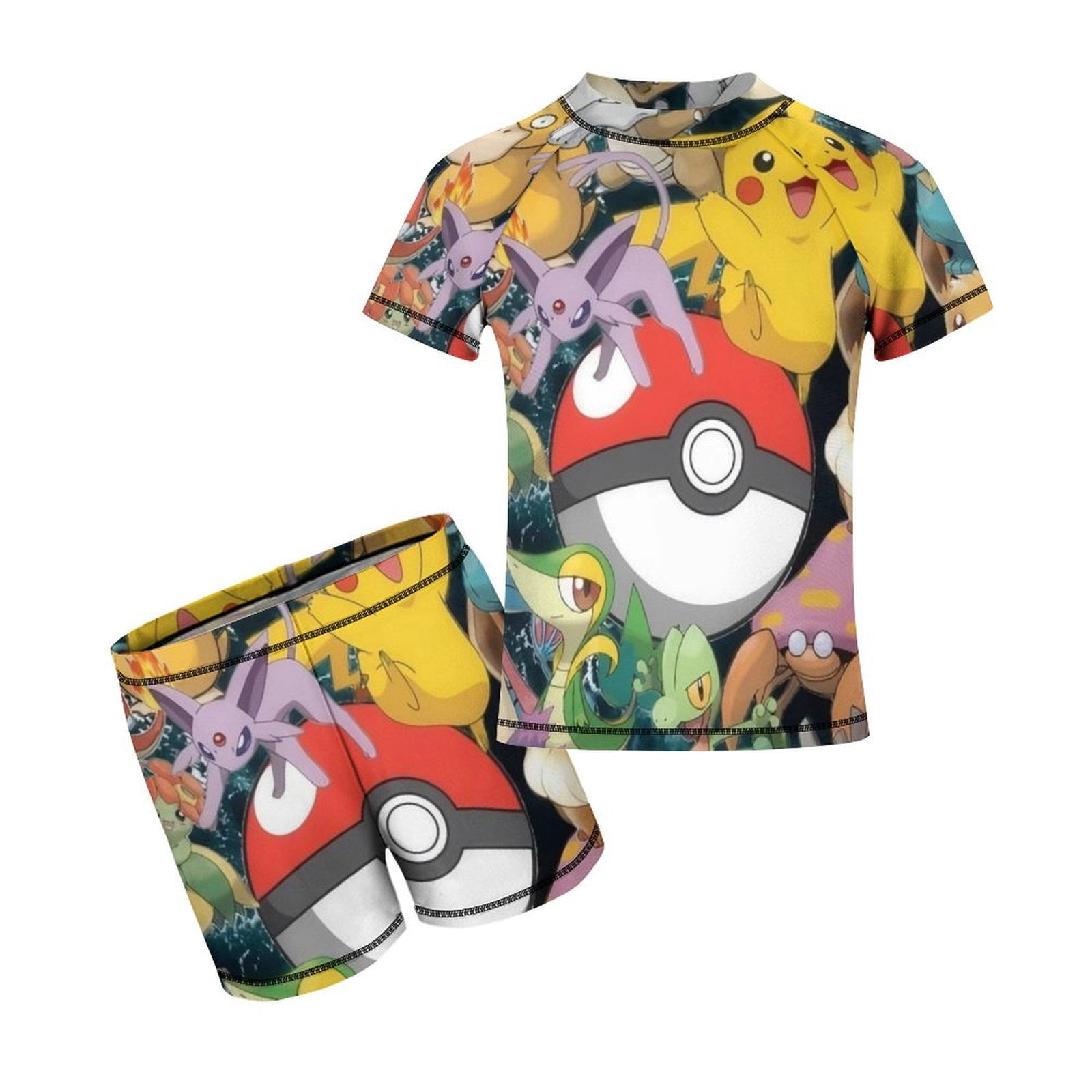 Boys Swimsuit Set Pokemon Swimwear Sets Cute Beach Gift Girls Two Piece ...