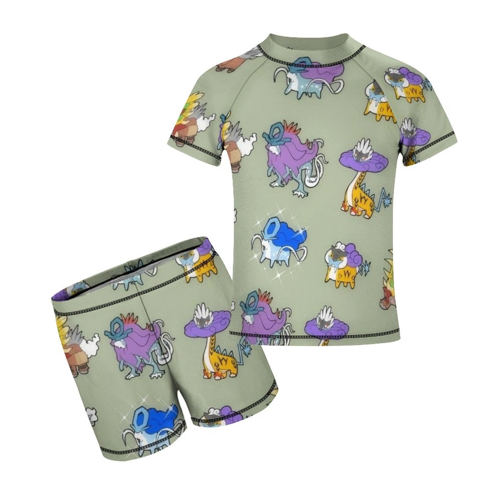 Boys Swimsuit Set Pokemon Swimwear Sets Cute Beach Gift Girls Two Piece ...