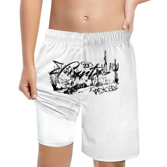 Boys Swimsuit Shorts with Graphic Print High Elastic Waist Pants for ...