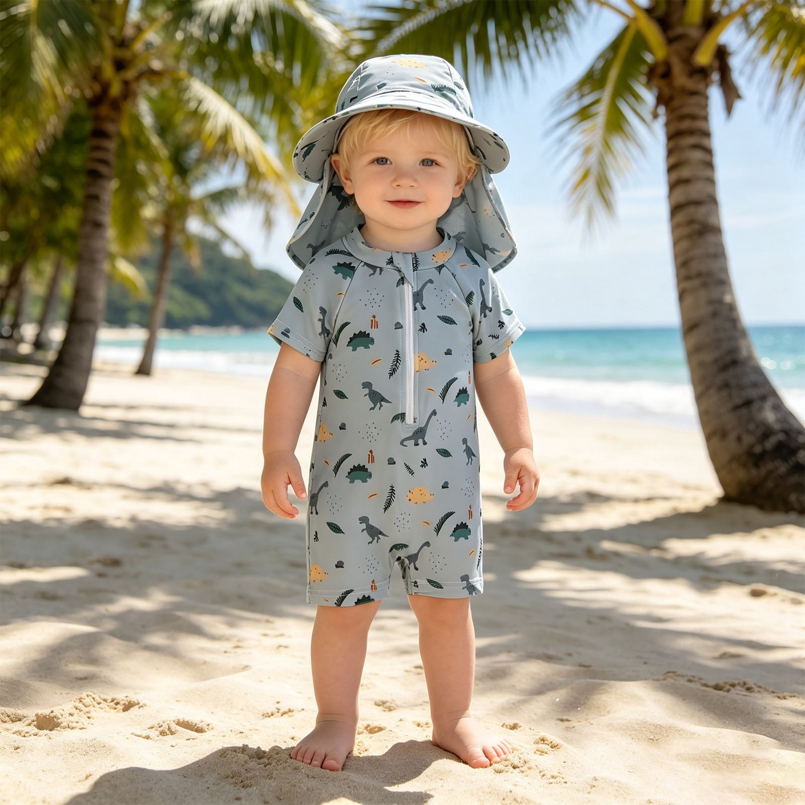 Boys Swimsuit Size 18-24M Kids One Piece Swimwear Cartoon Dinosaur ...