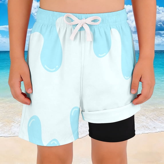 Boys Swimsuit Size 3-4Y Comfort Color Block Design Drawstring Double ...