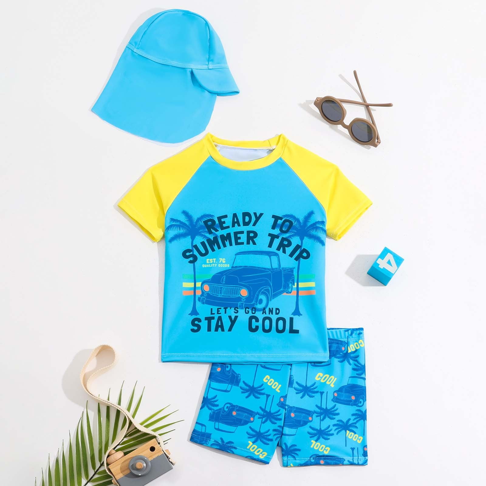 Boys Swimsuit TOOYOU Toddler 2 Pack Rash Guard Kids Short Sleeve ...