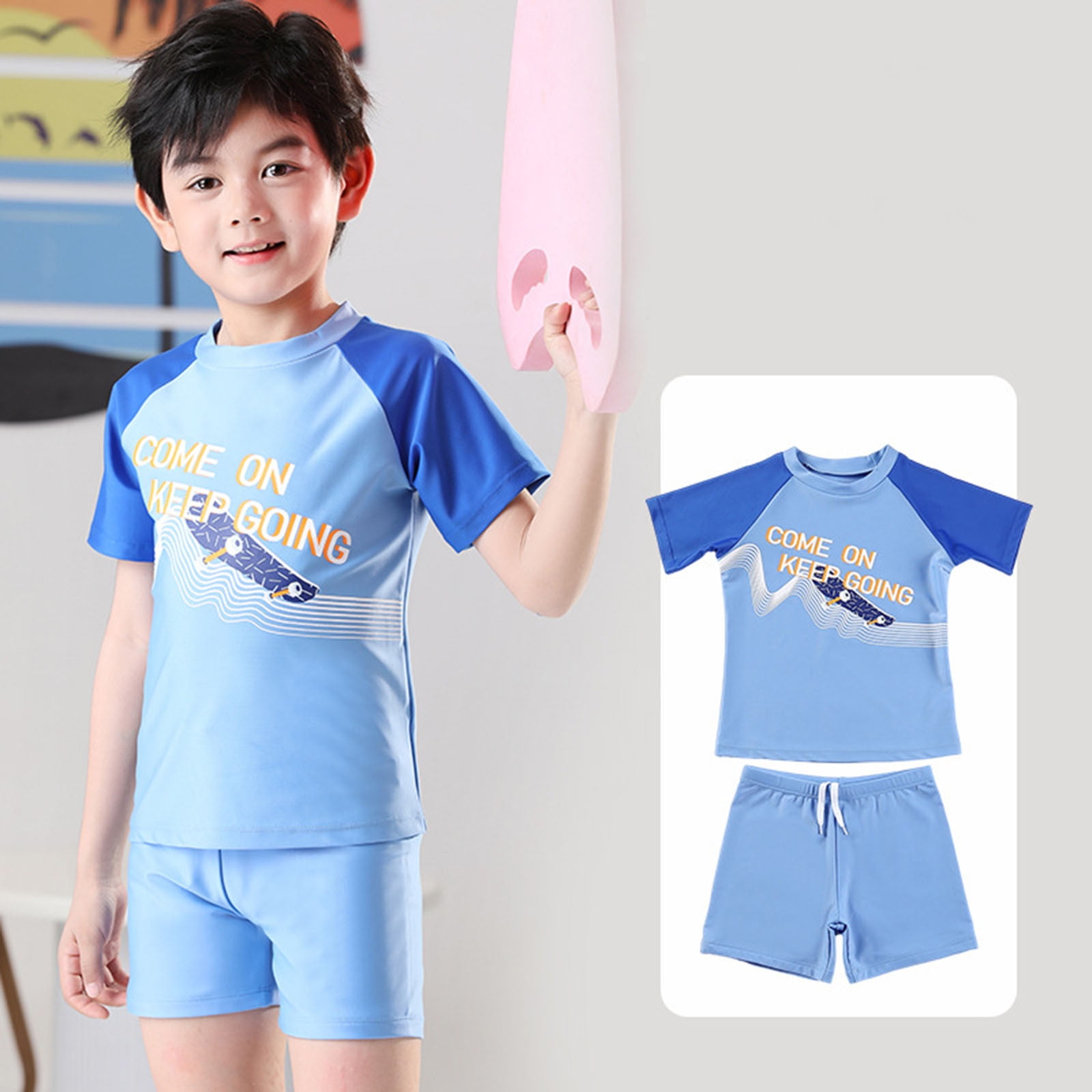 Boys Swimsuit TOOYOU Toddler 2 Piece Swim Set Short Sleeve Swim Shirt ...