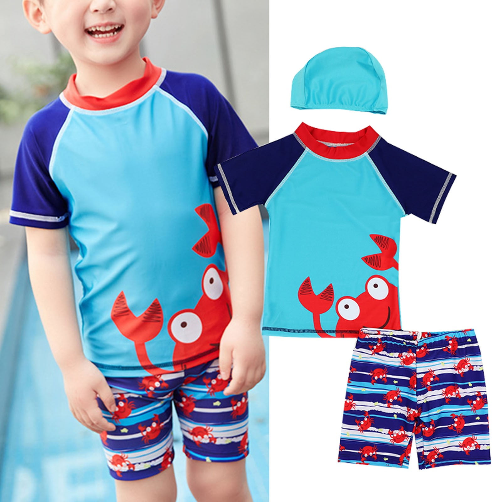 Boys Swimsuit TOOYOU Toddler Bathing Suit Letter Short Sleeve Cartoon ...