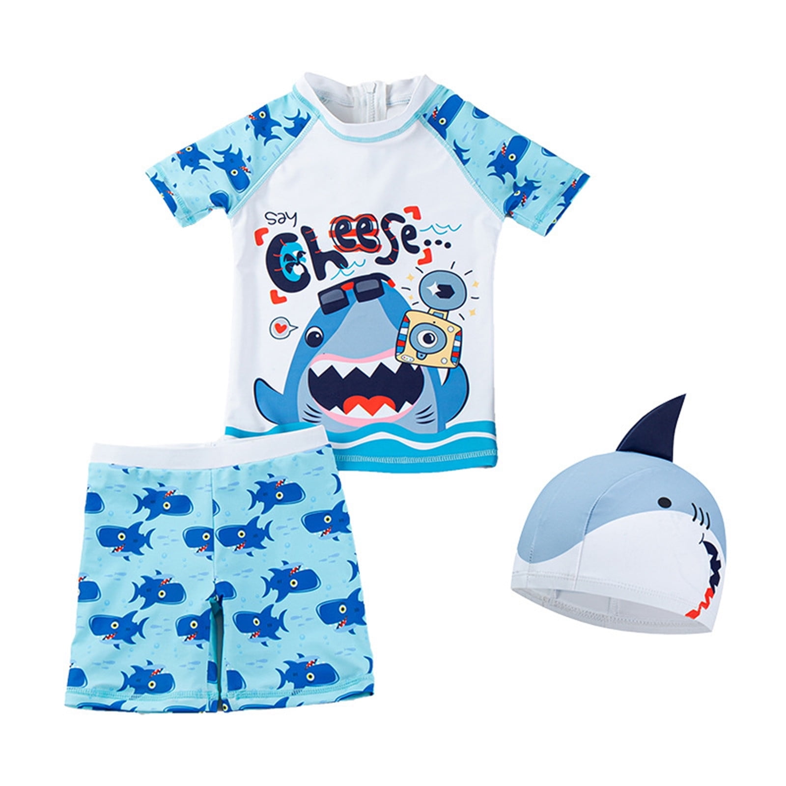 Boys Swimsuits 4T-5T Cartoon Dinosaur Prints Bathing Suit Set Short ...