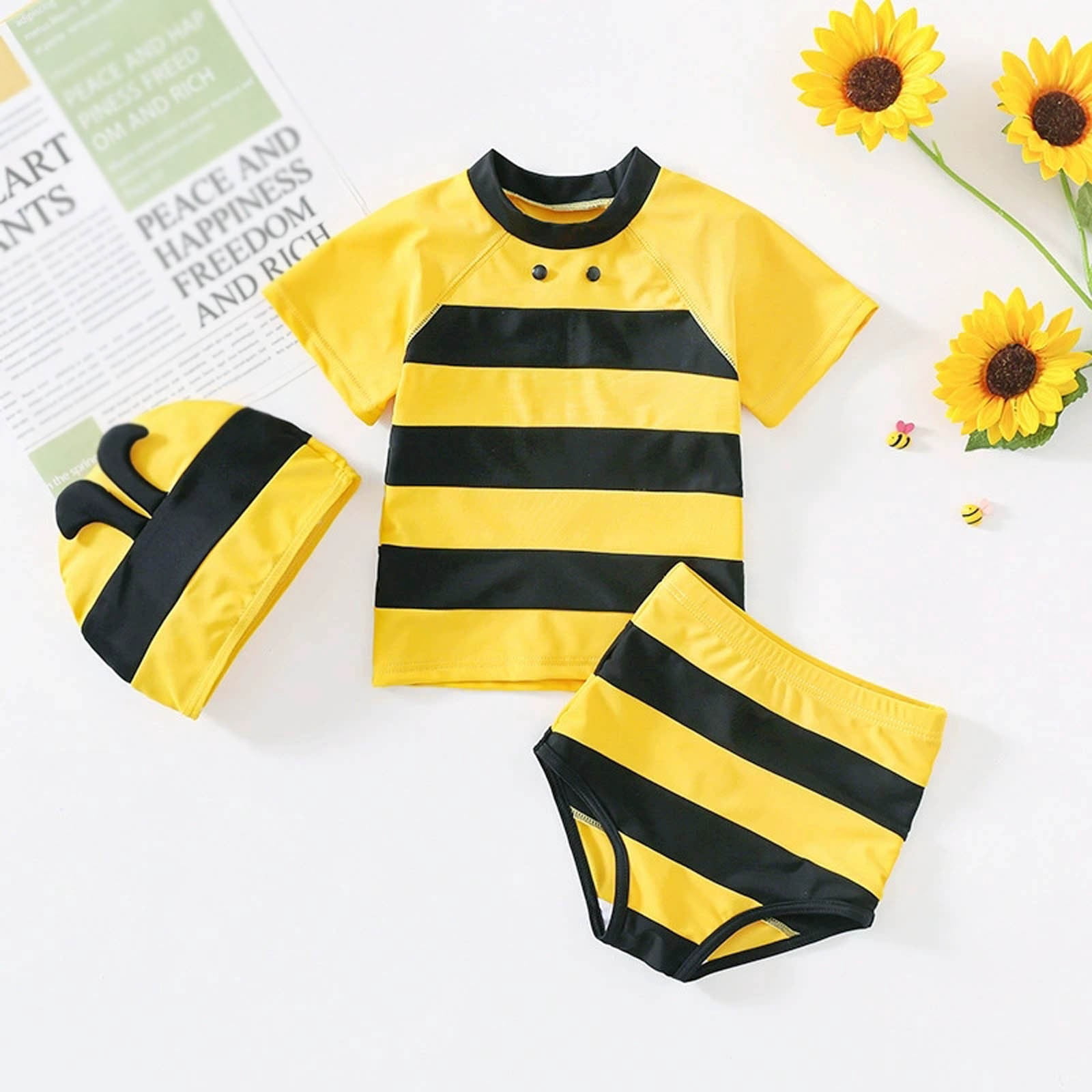 Boys Swimsuits Size 18-24M Little Bee Design Short Sleeve Swim Shirt ...