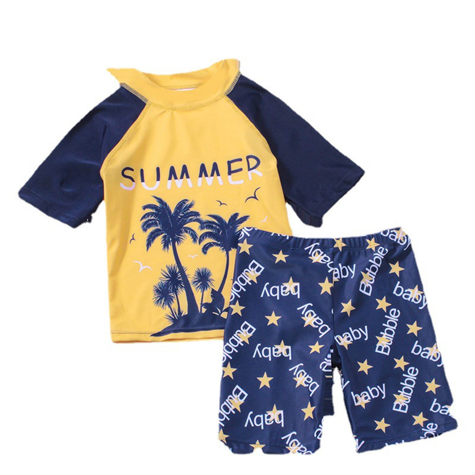 Boys Swimsuits Size 6-7 Fashion Scale Printed Bathing Suit Set Short ...