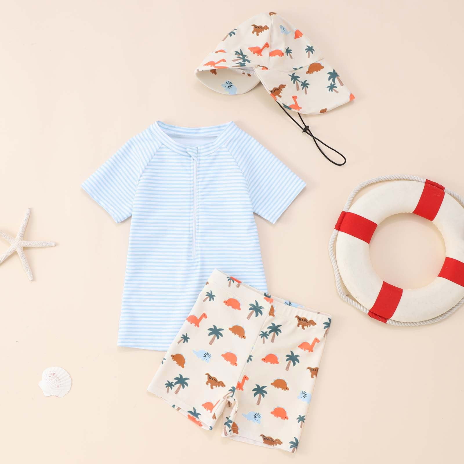 Boys Swimwear 3 Piece Set With Hat Baby Toddler Boys Girls Summer Beach ...