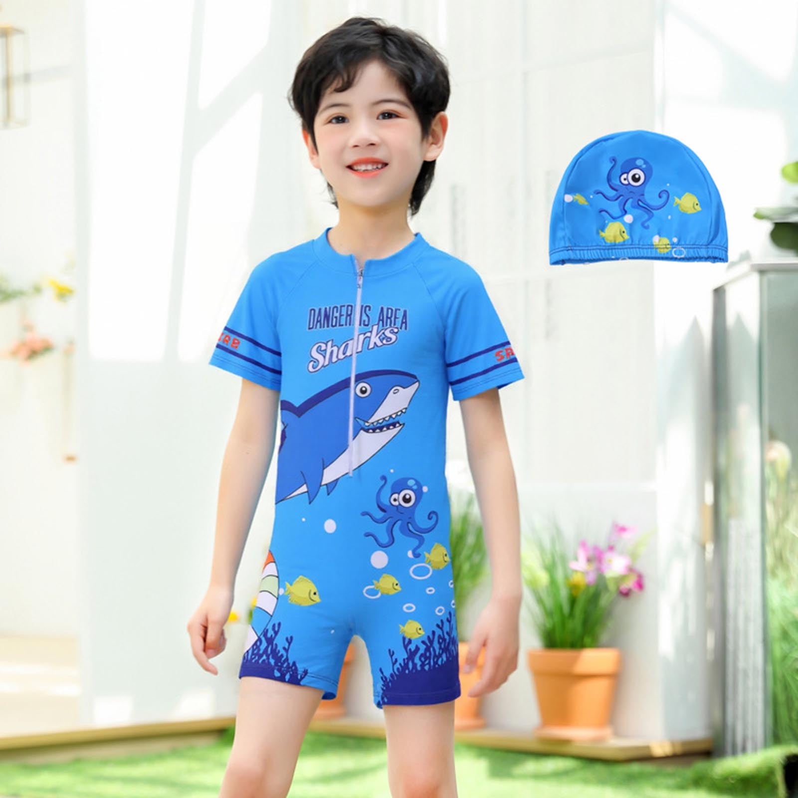 Boys Swimwear Comfortable Round Neck Elastic Waist Pool Beach Summer ...