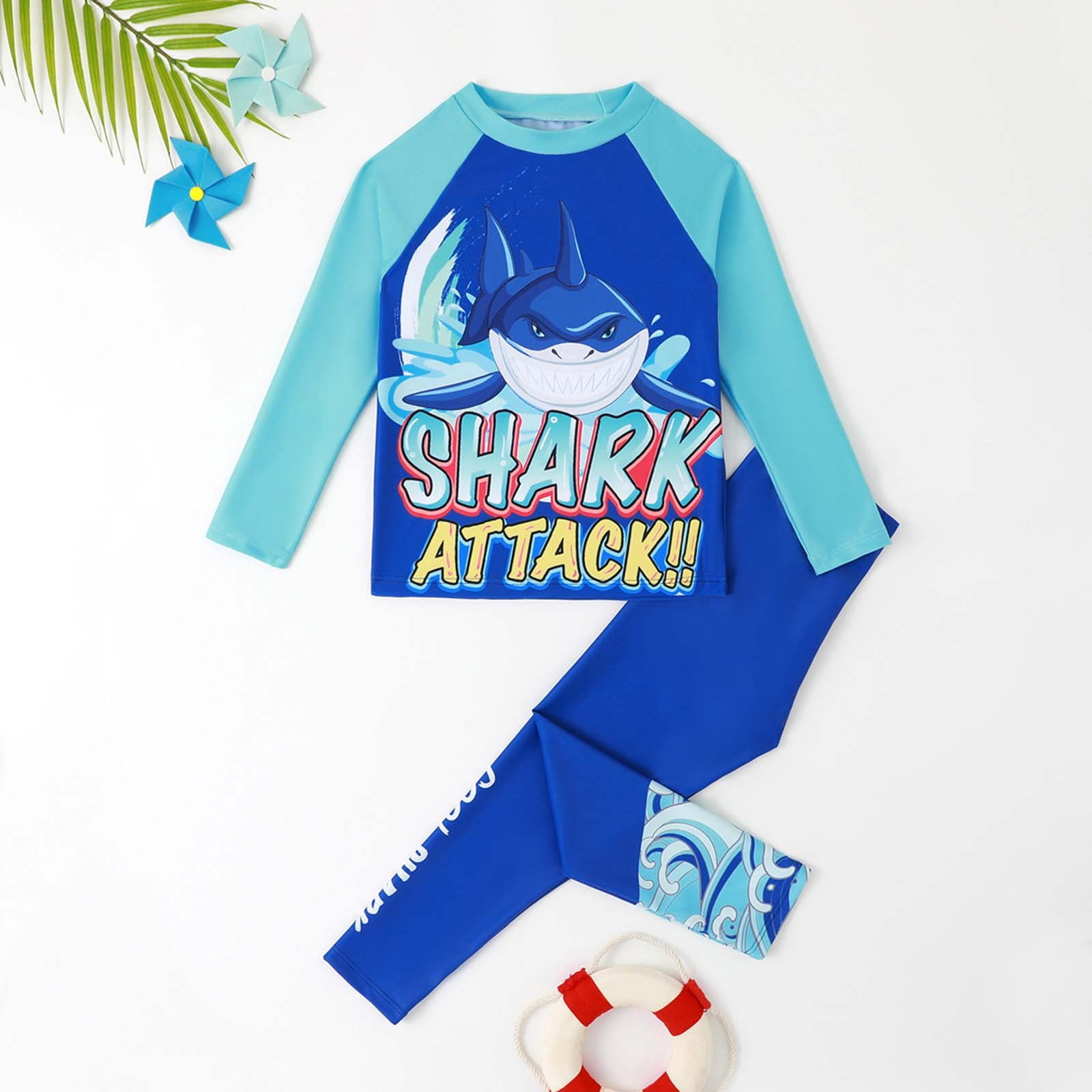 Boys Swimwear Separates With Long Sleeves And Trousers 2 Piece Set ...