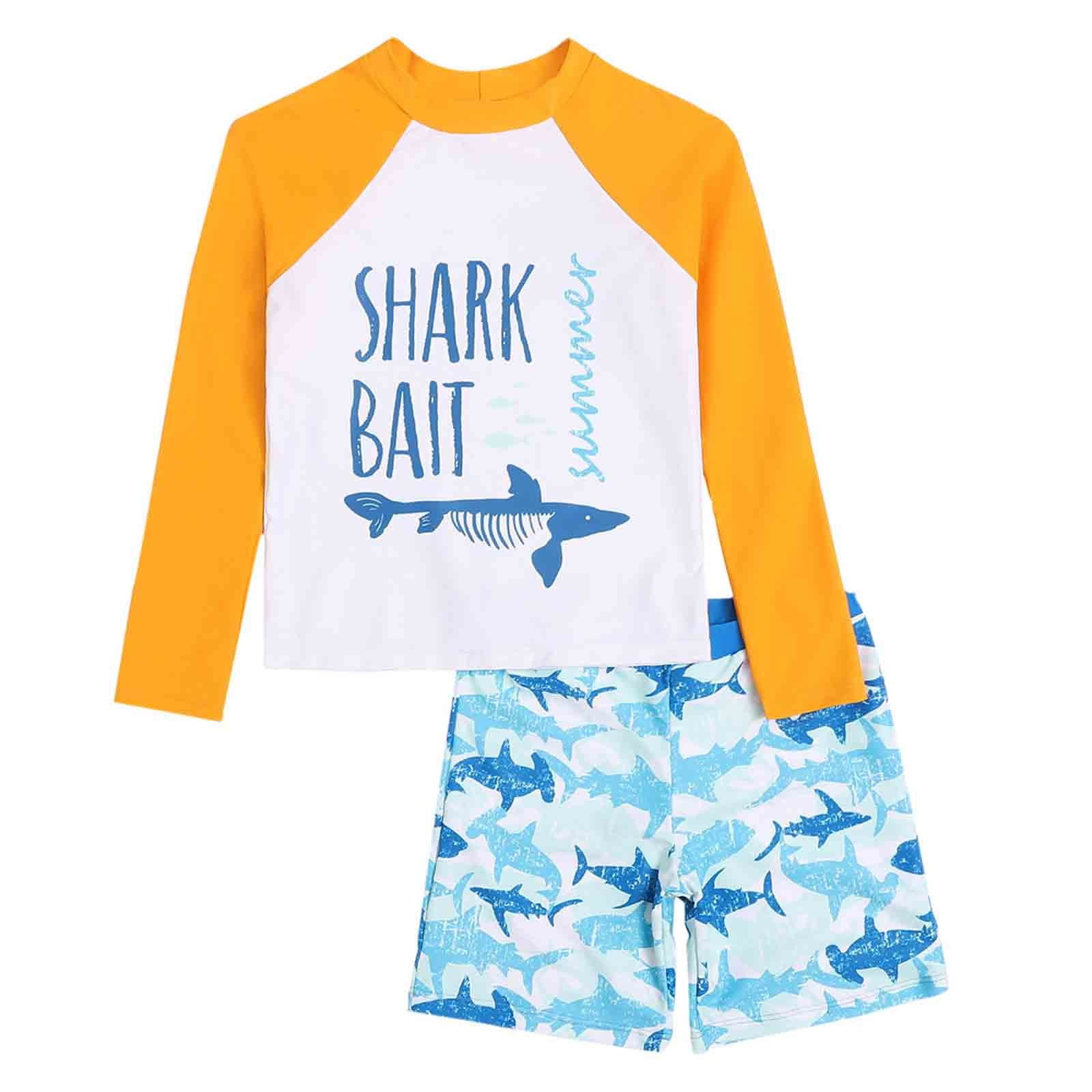 Boys Swimwear Set Long Sleeve Rash Guard Swim Shirt And Trunks UPF 50 ...