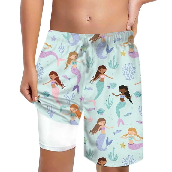 Boys Swimwear Trunks with Drawstring Boho Floral Print Shorts for Kids ...