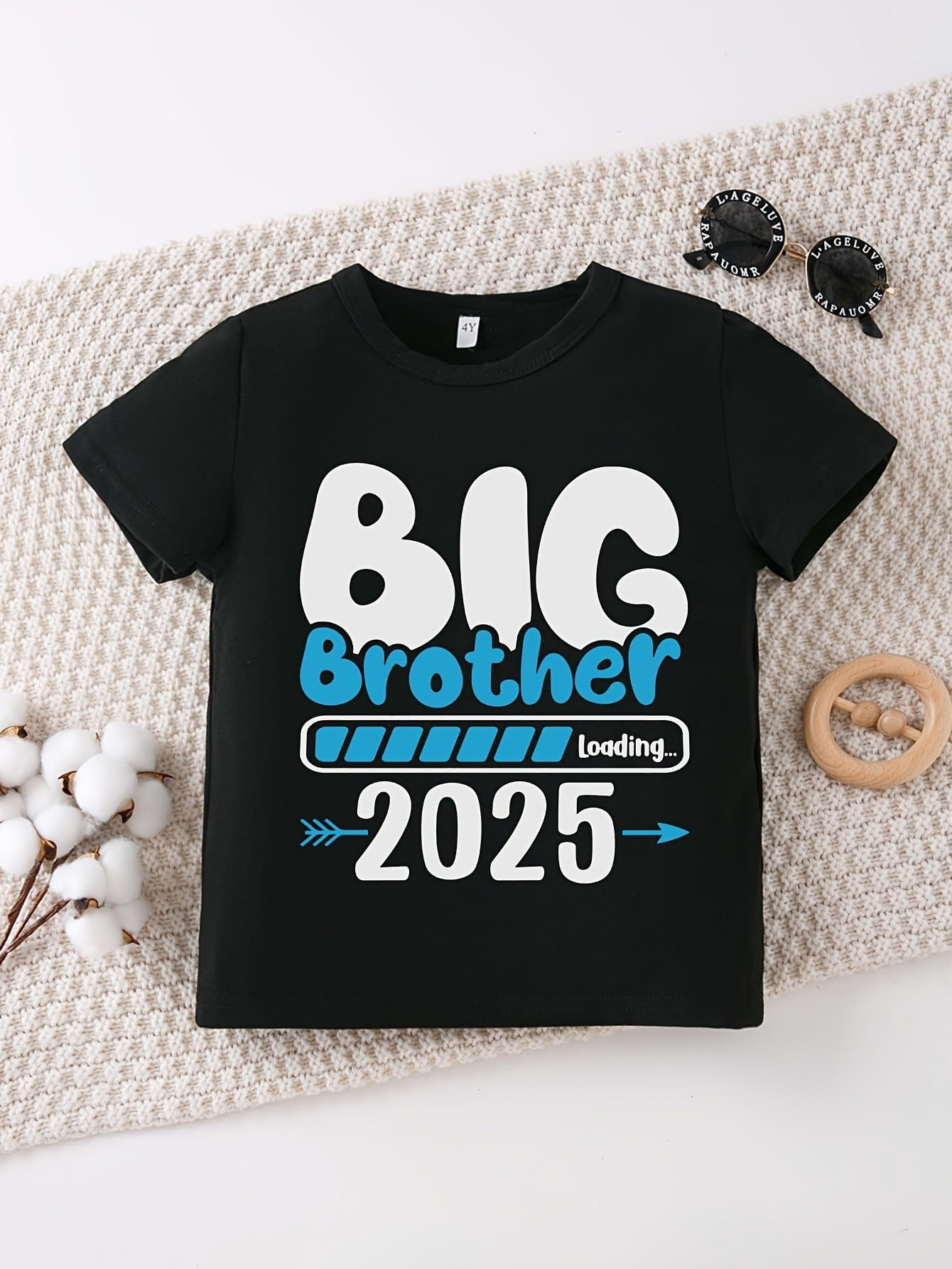 Boys' T-Shirt Progress Bar, Pattern Print, And Big Brother Letter Print ...