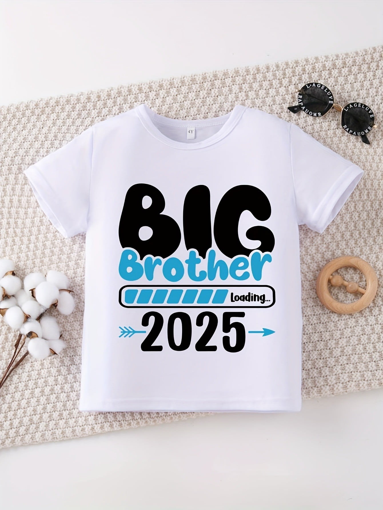Boys' T-Shirt Progress Bar, Pattern Print, And Big Brother Letter Print ...