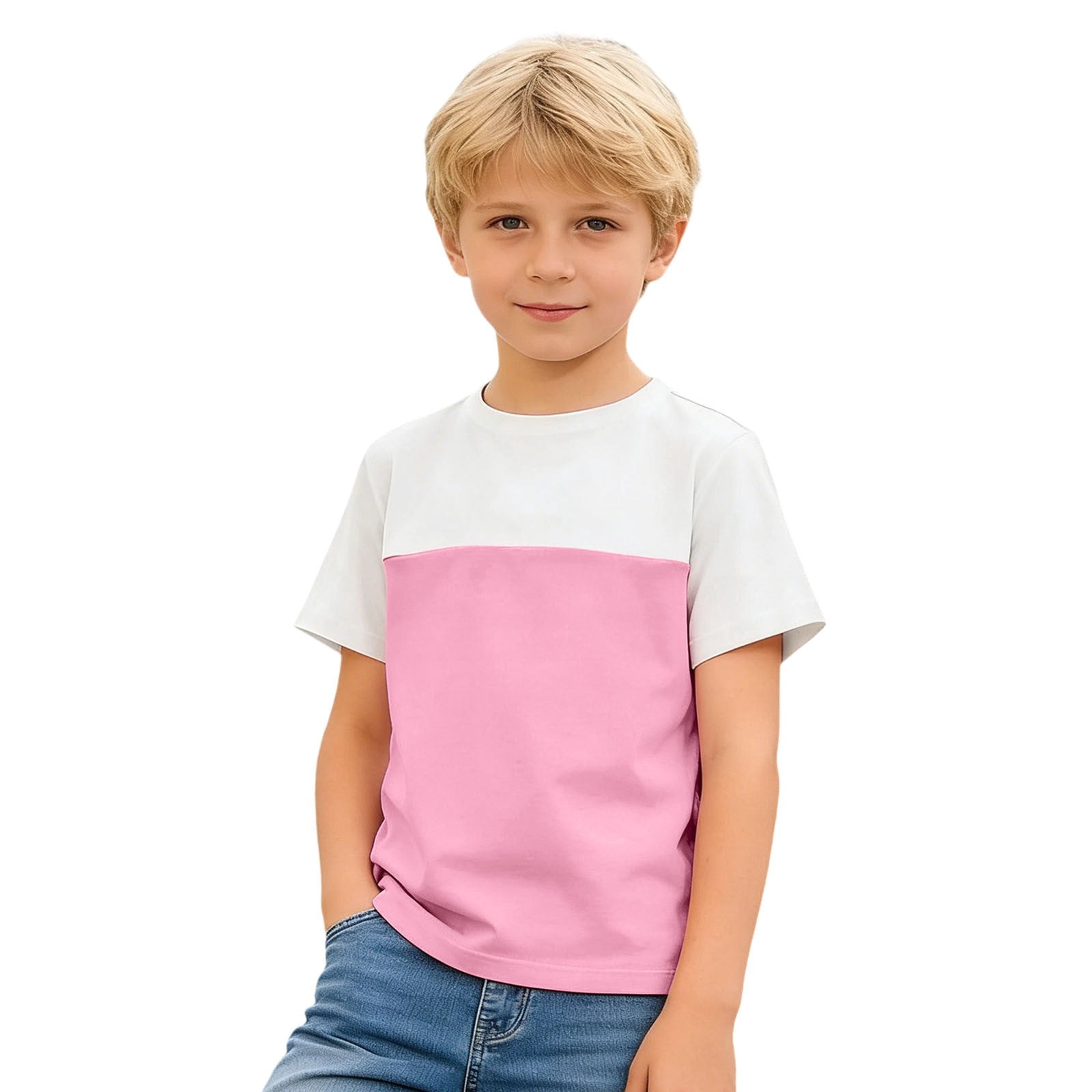 Boys T Shirt Shirts Contrast Color Short Sleeve Casual Kids Birthday ...