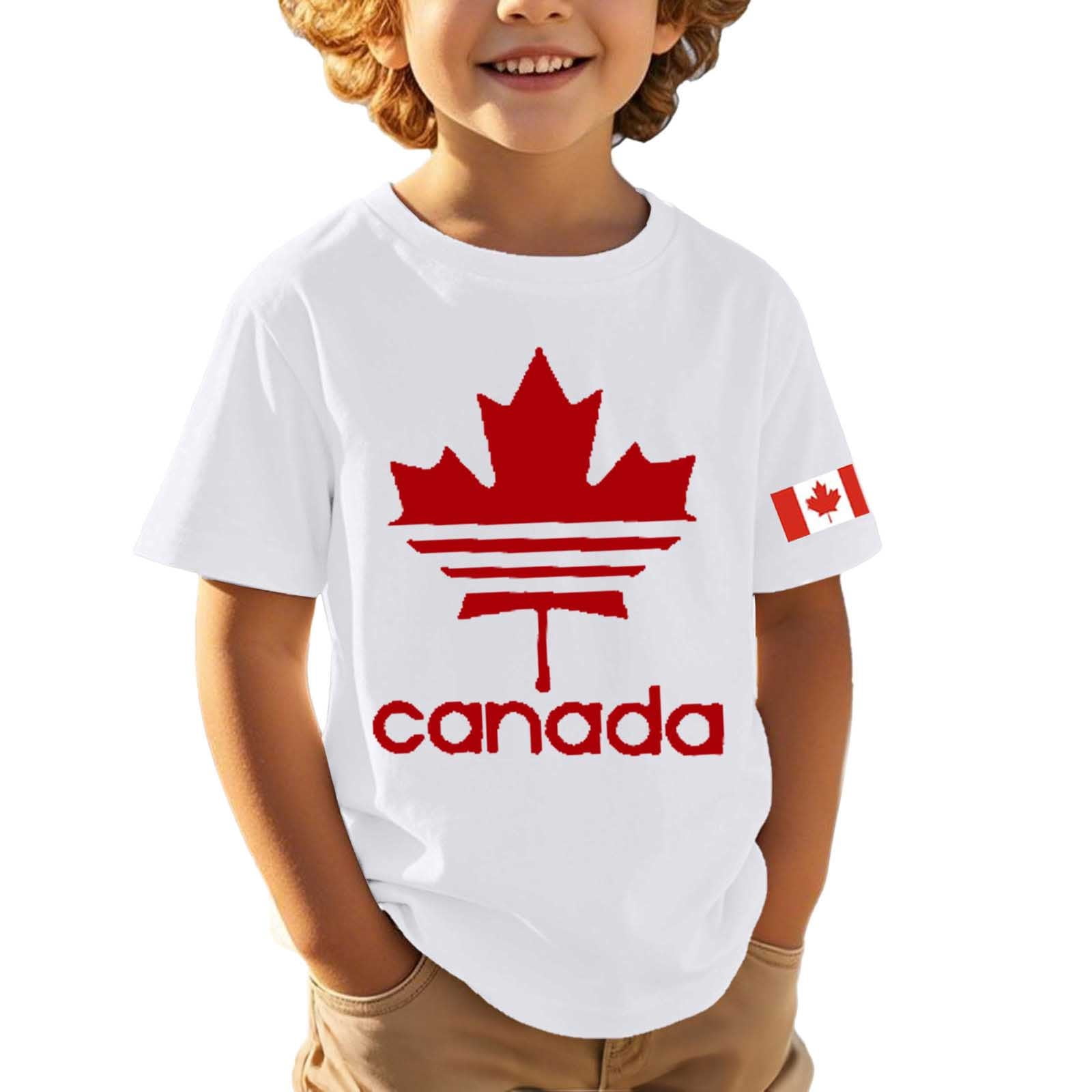 Boys T Shirt Shirts Graphic Embroidered Maple Leaf Canadian Patriotic ...