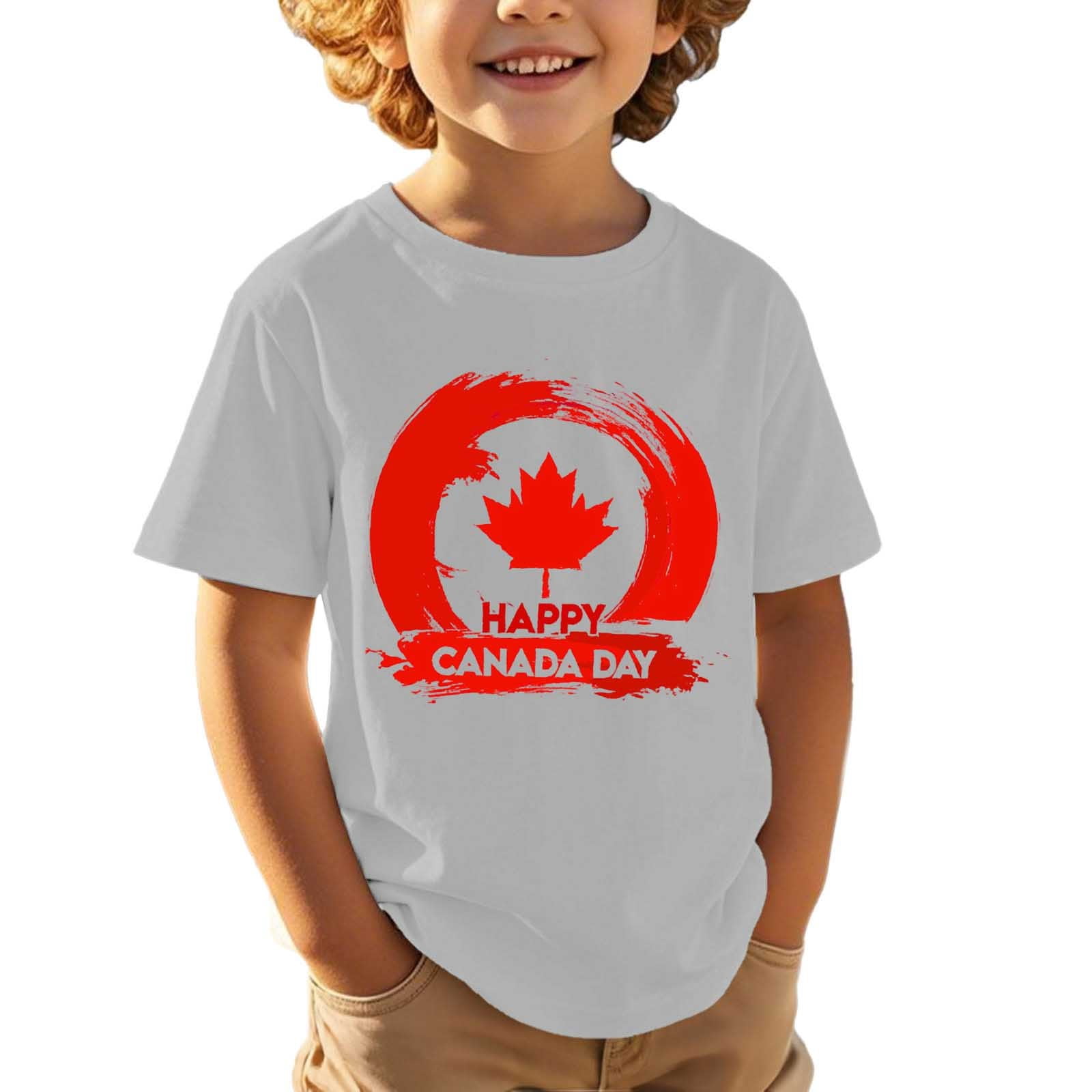 Boys T Shirt Shirts Graphic Embroidered Maple Leaf Canadian Patriotic ...