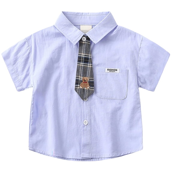 Boys T Shirt Short Sleeve Fashion Embroidery Detachable Bow Tie Beach ...